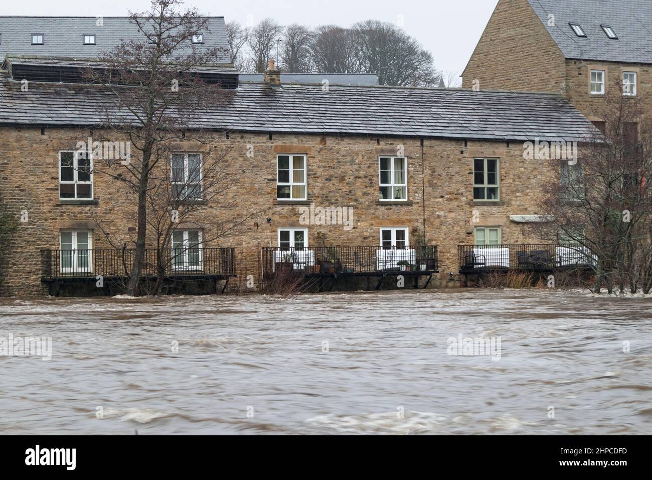 River Tees, Barnard Castle, Teesdale, County Durham, UK. 20th February ...