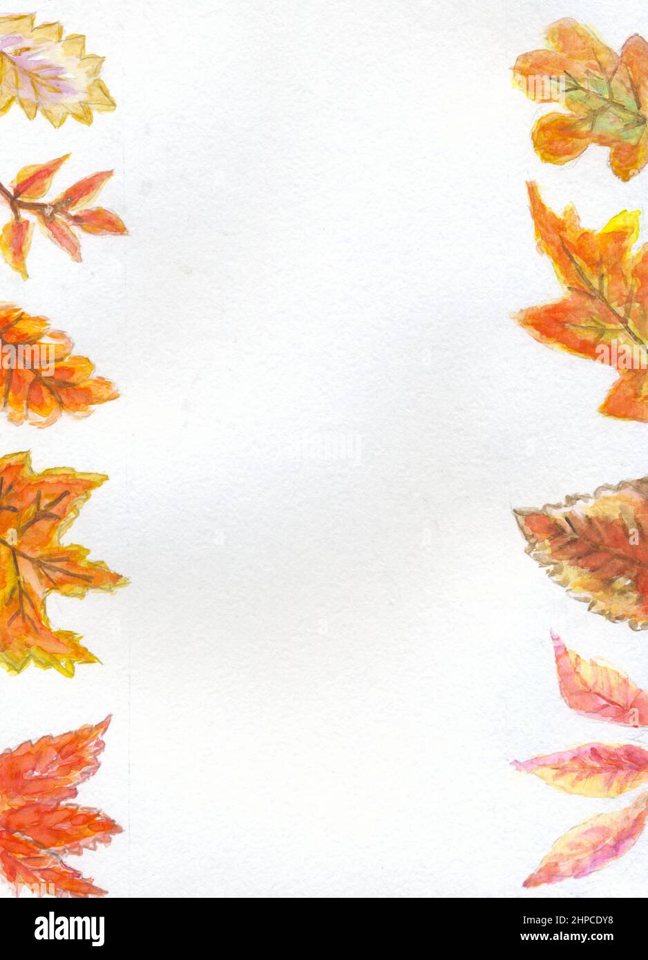 Colorful decorative frame with autumn leaves, hand drawn illustration ...