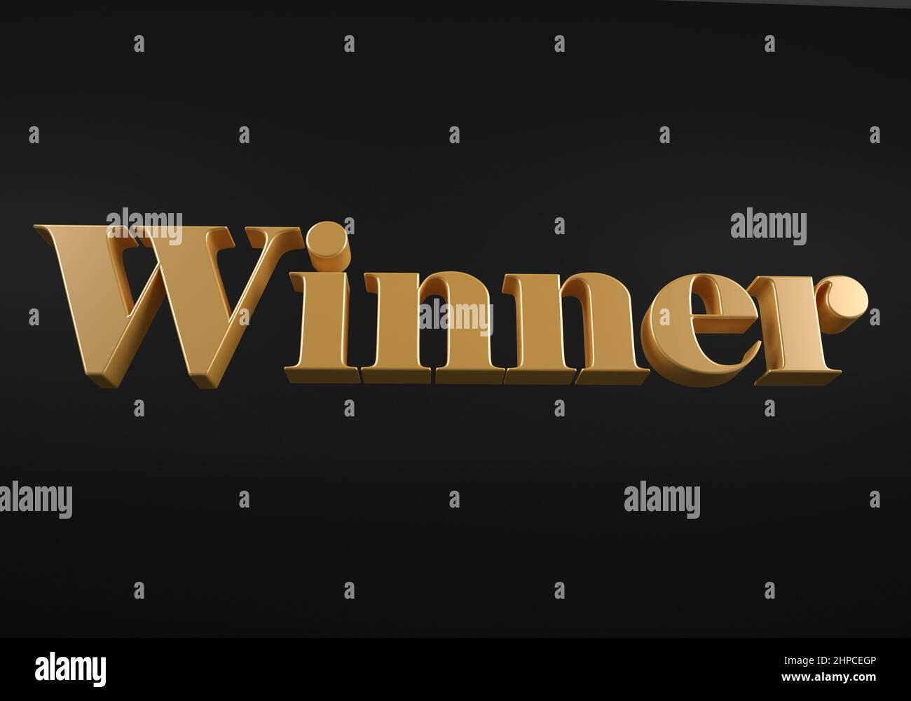 Isolated Golden Word winner on Balck Background, 3D illustration Stock ...