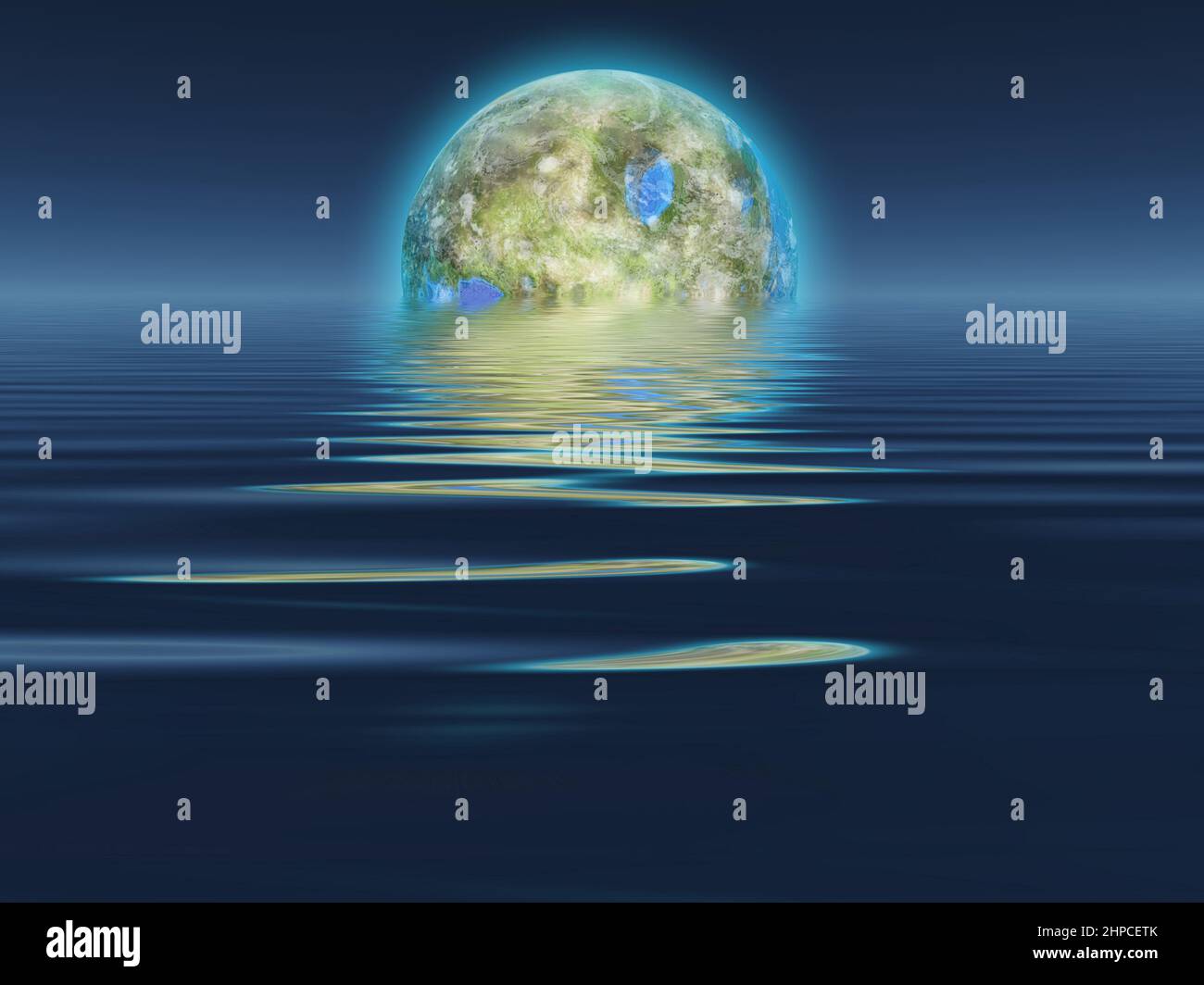 Terraformed moon Rising. 3D rendering Stock Photo - Alamy