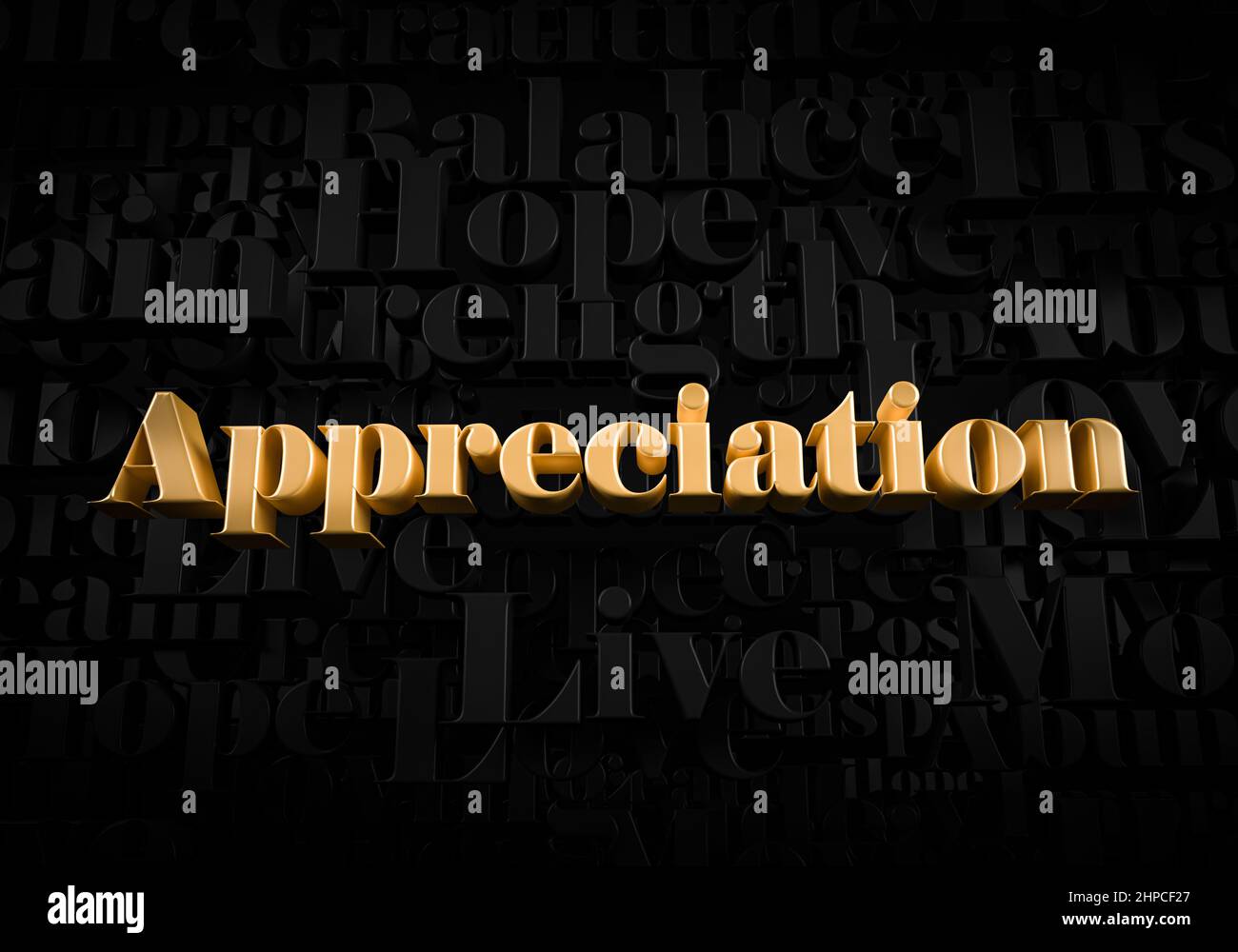 Appreciation - Gold text on black text background - Motivational word ...