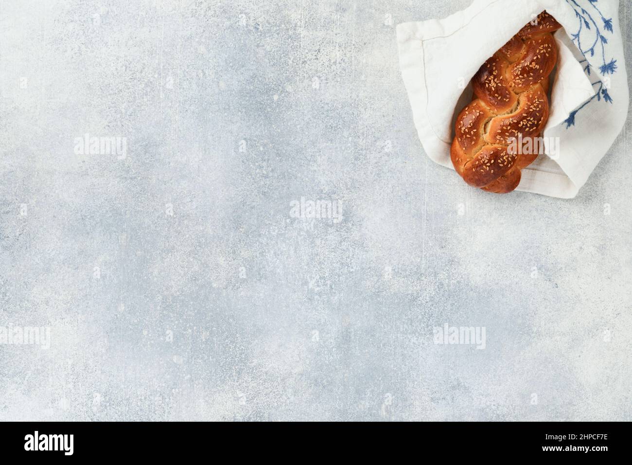 Sabbath kiddush ceremony composition. Challah bread. Freshly baked ...