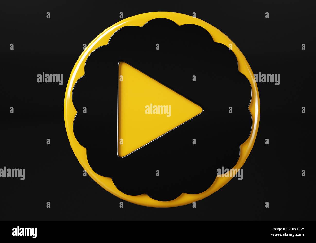 Play media button. buttons. Shiny icon with yellow frame and with ...