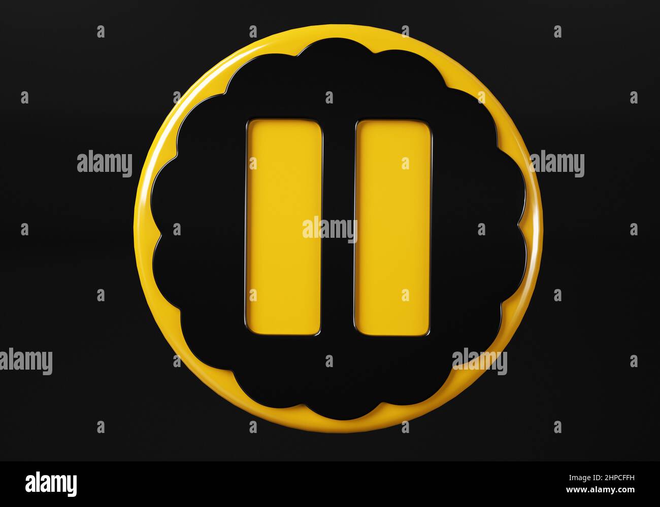 Pause media button. buttons. Shiny icon with yellow frame and with ...