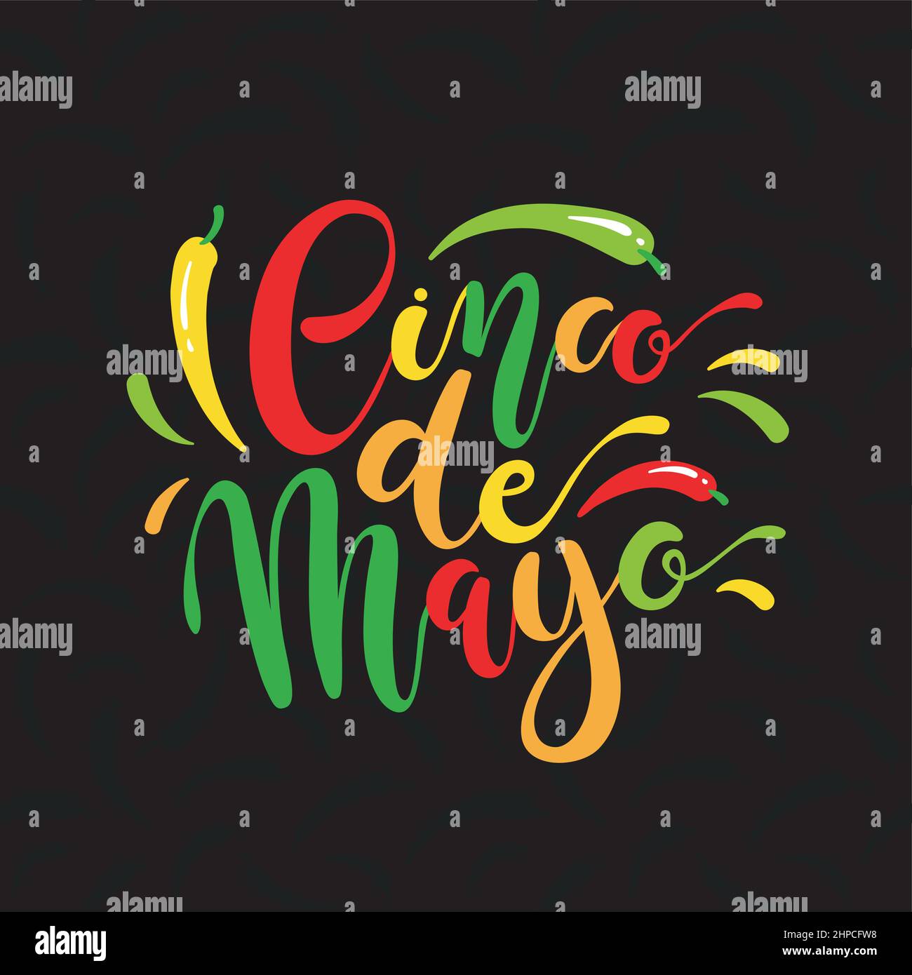Cinco de Mayo, hand drawn lettering. Perfect for poster, greeting card ...