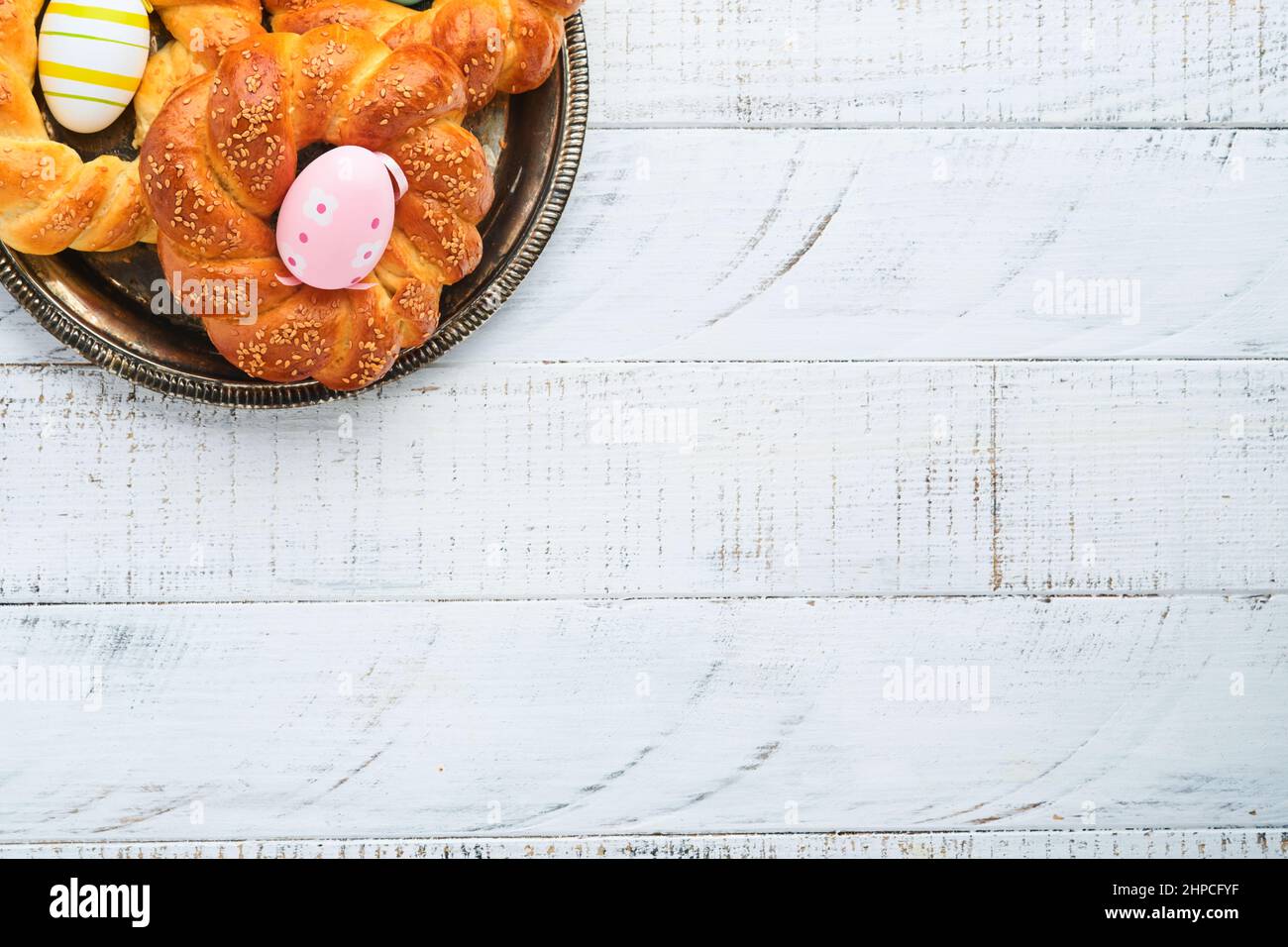 Spanish Easter cake. Traditional mona de pascua typical in Spain with ...