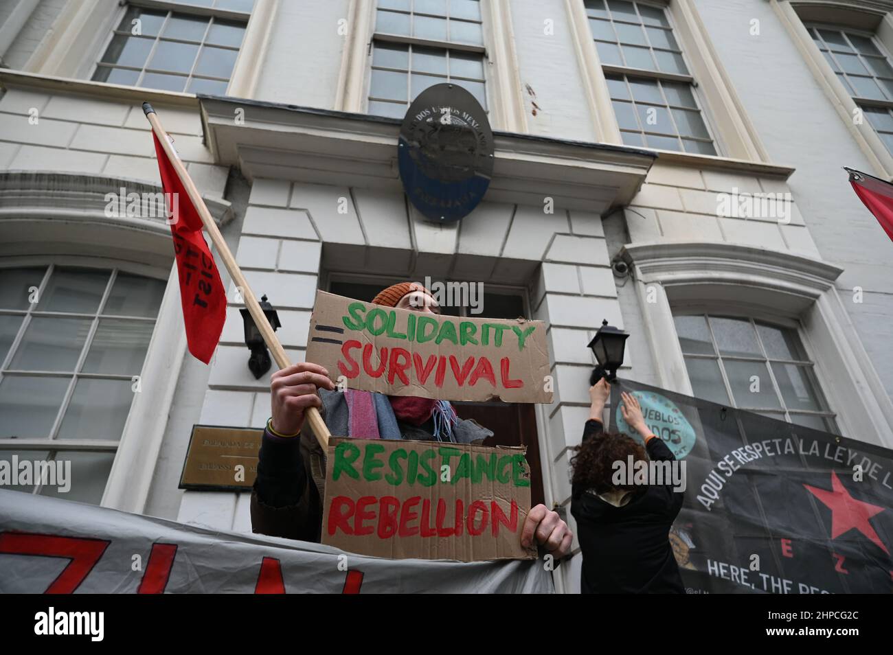 Mexican embassy, London, UK. 20 February 2022. Protests against ...