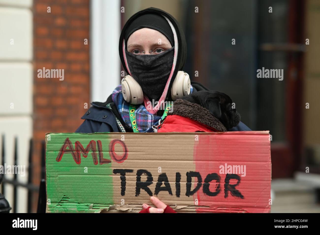 Mexican embassy, London, UK. 20 February 2022. Protests against ...