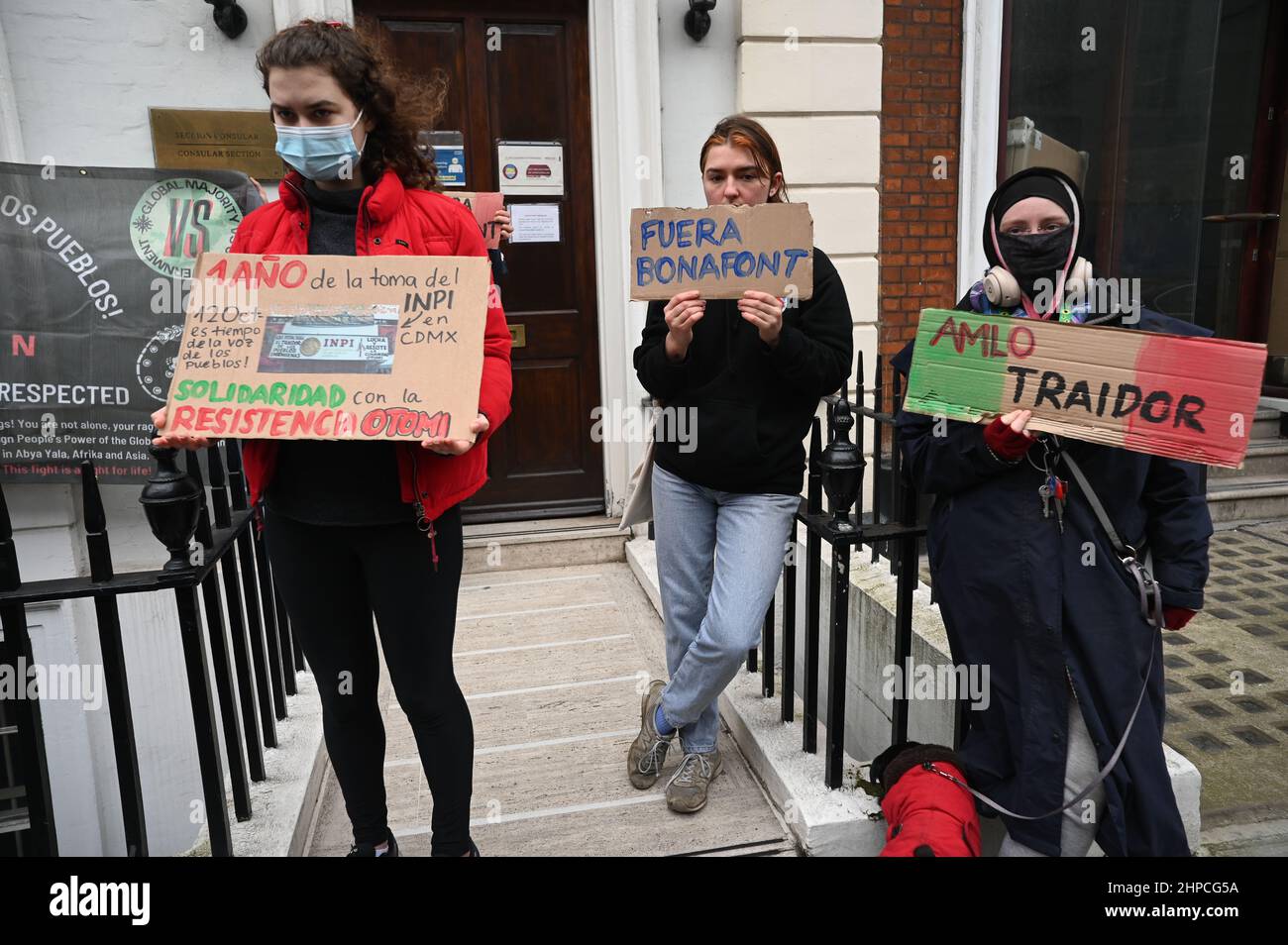 Mexican embassy, London, UK. 20 February 2022. Protests against ...