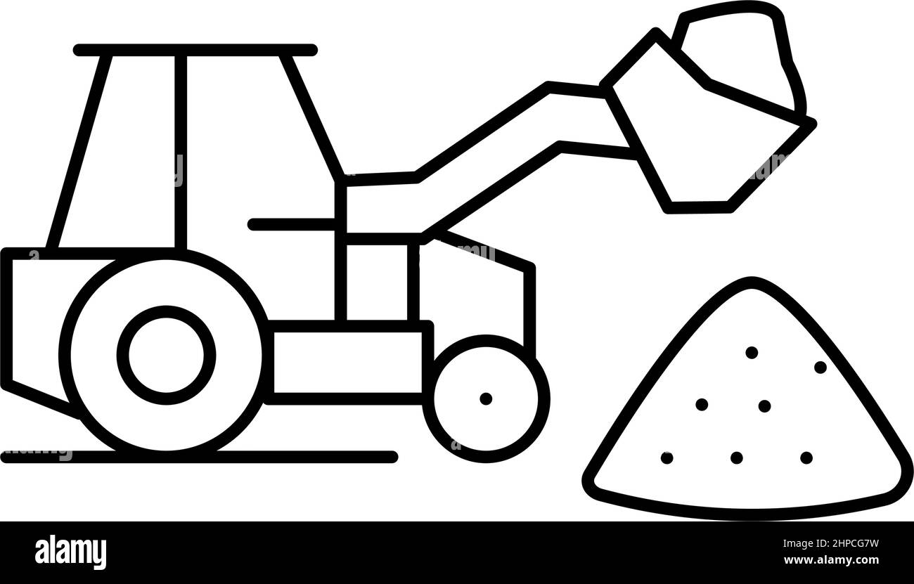 tractor stone gravel loading machine line icon vector illustration ...