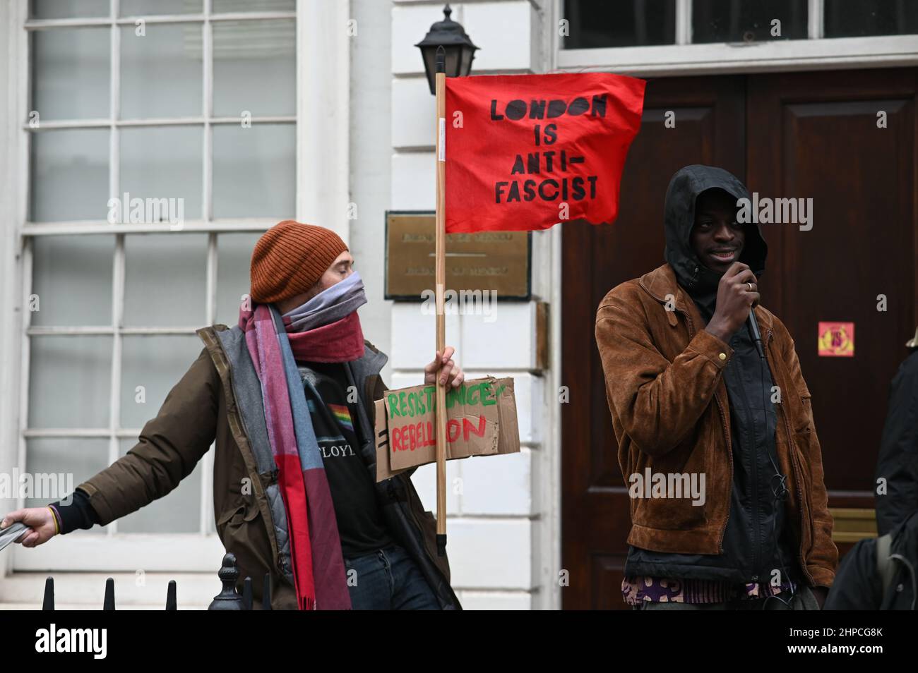 Mexican embassy, London, UK. 20 February 2022. Protests against ...