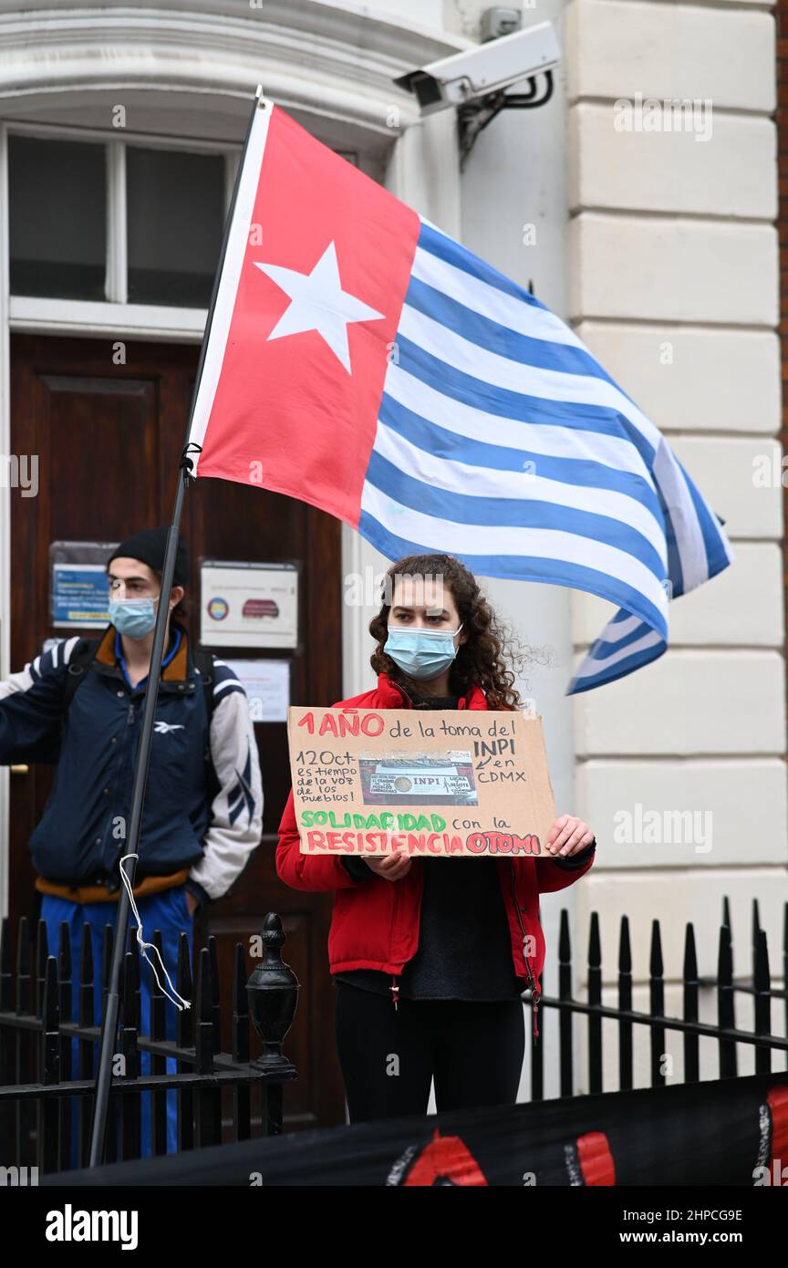 Mexican embassy, London, UK. 20 February 2022. Protests against ...
