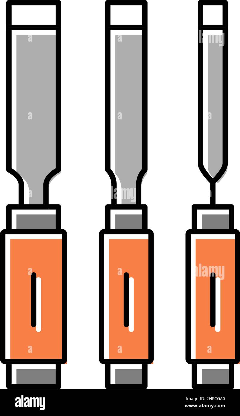 chisel carpenter tools color icon vector illustration Stock Vector ...