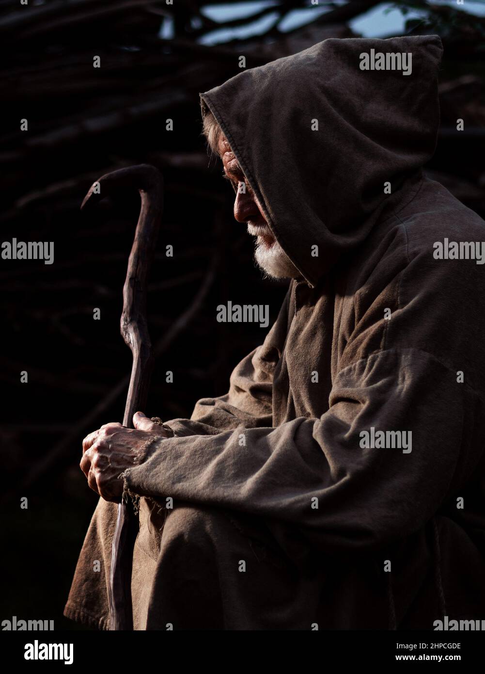 Old druid pensive in the night Stock Photo - Alamy