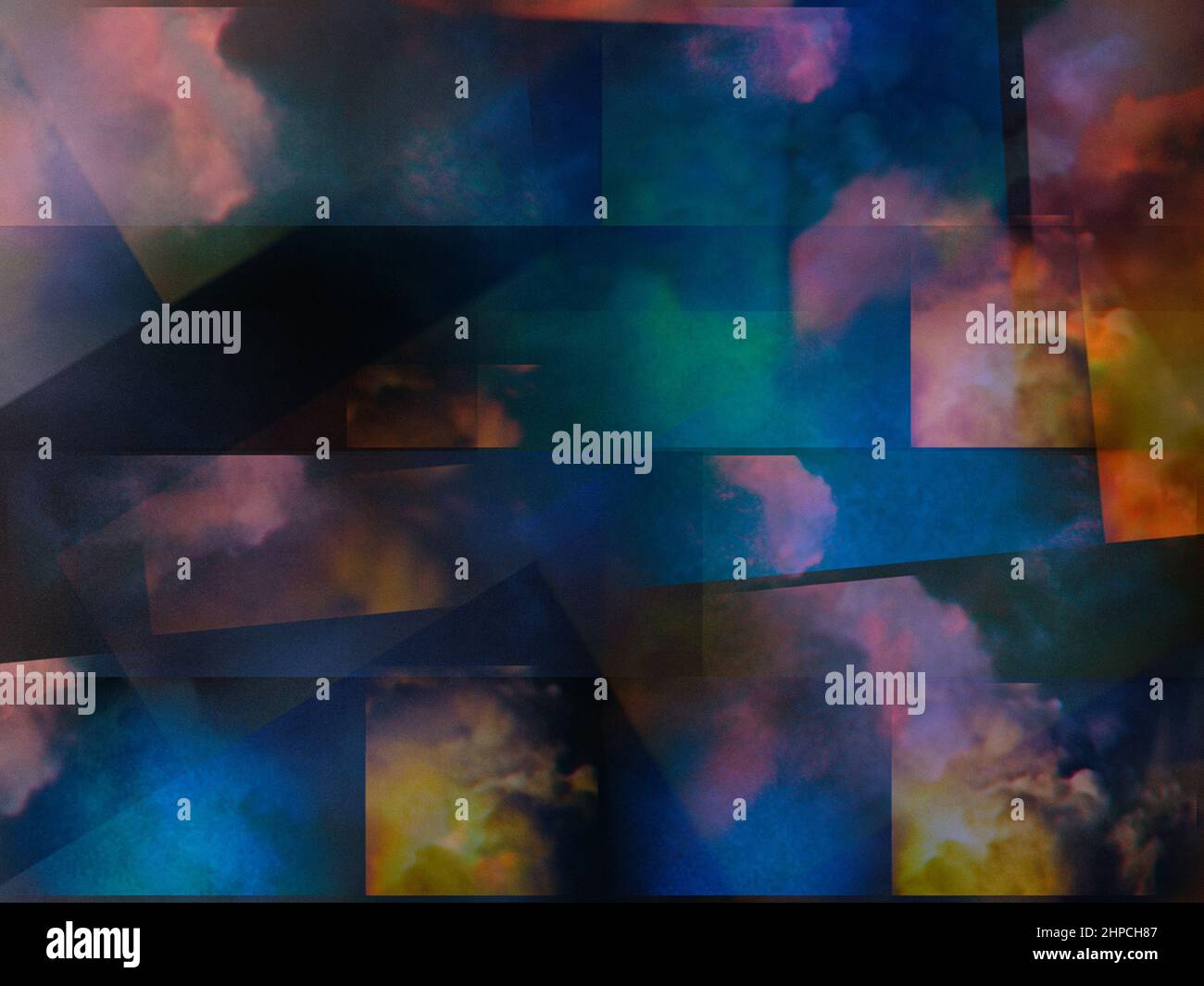 Colorful clouds with overlapping rectangular layers. 3D rendering Stock ...