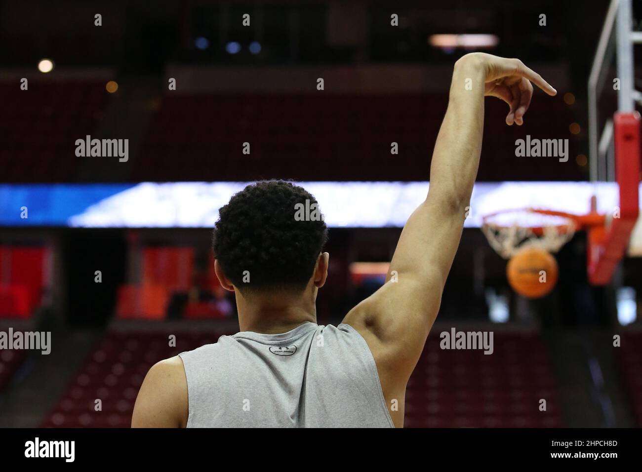 February 20, 2022: Wisconsin Badgers guard Johnny Davis (1) pregame of ...
