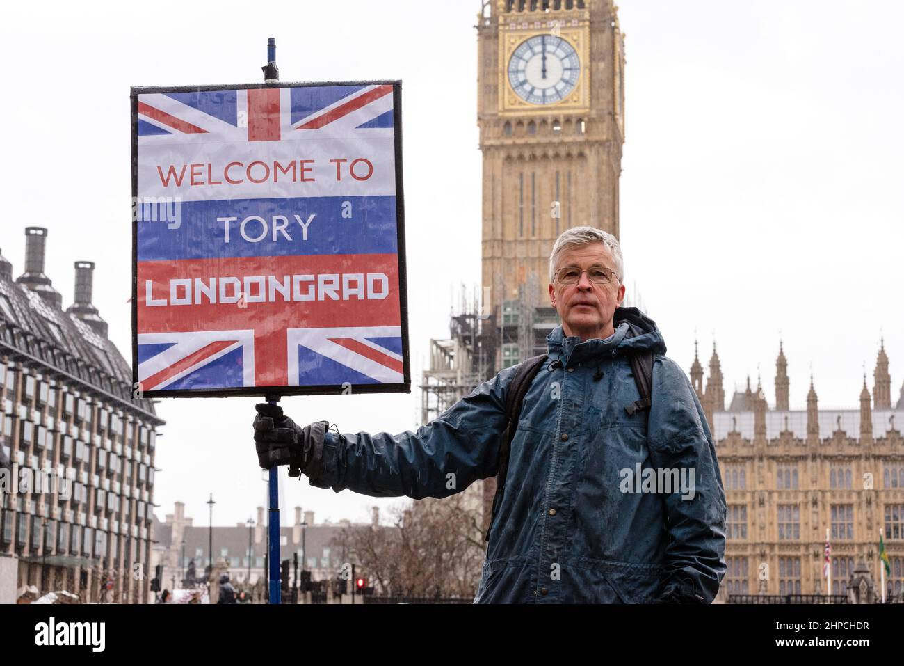 London, UK. 19 February 2022. Anti Boris Johnson protest outside ...