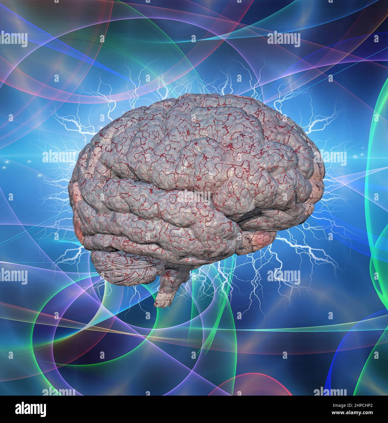 Brain working art. 3D rendering Stock Photo - Alamy