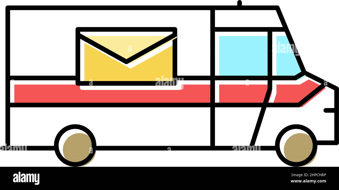 truck for delivering parcel and letter color icon vector illustration ...