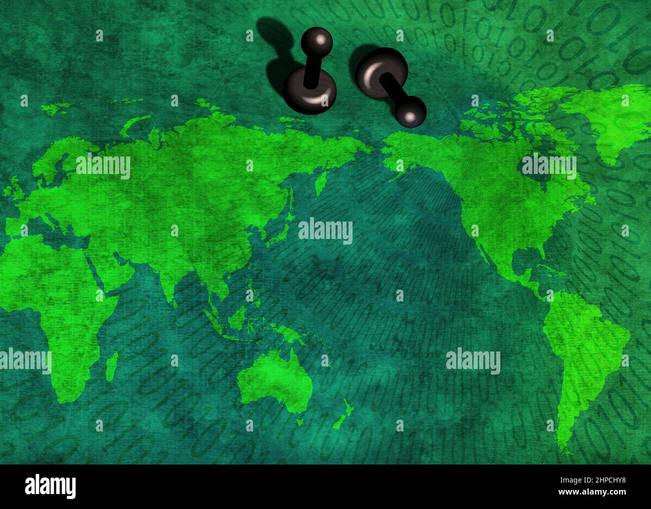 Digital map with pins hi-res stock photography and images - Alamy