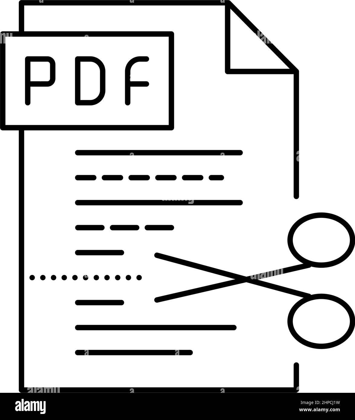cutting pdf file line icon vector illustration Stock Vector Image & Art ...