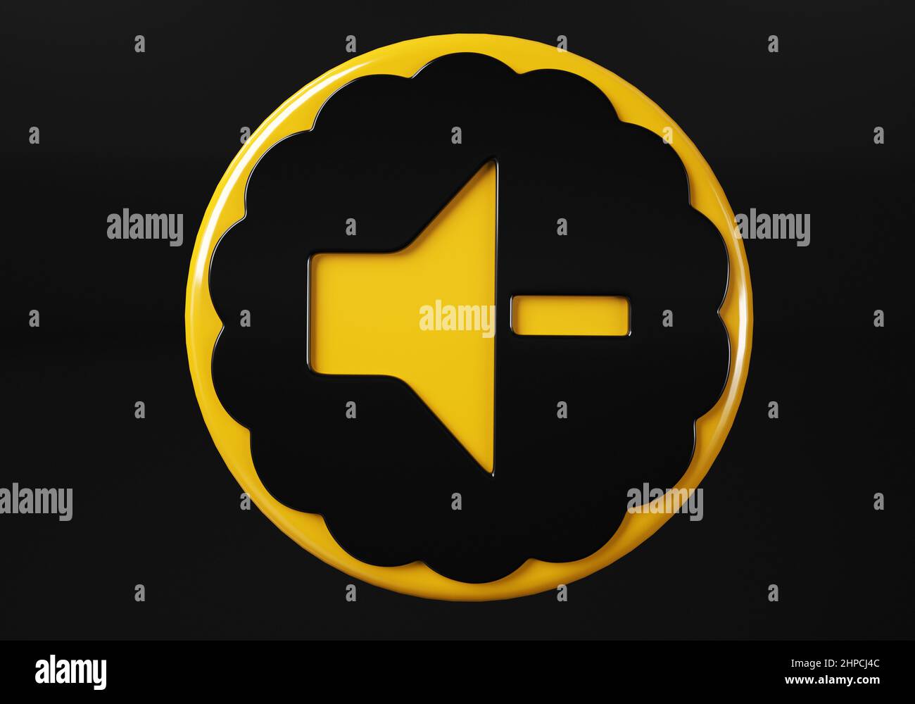 Volume media button. buttons. Shiny icon with yellow frame and with ...