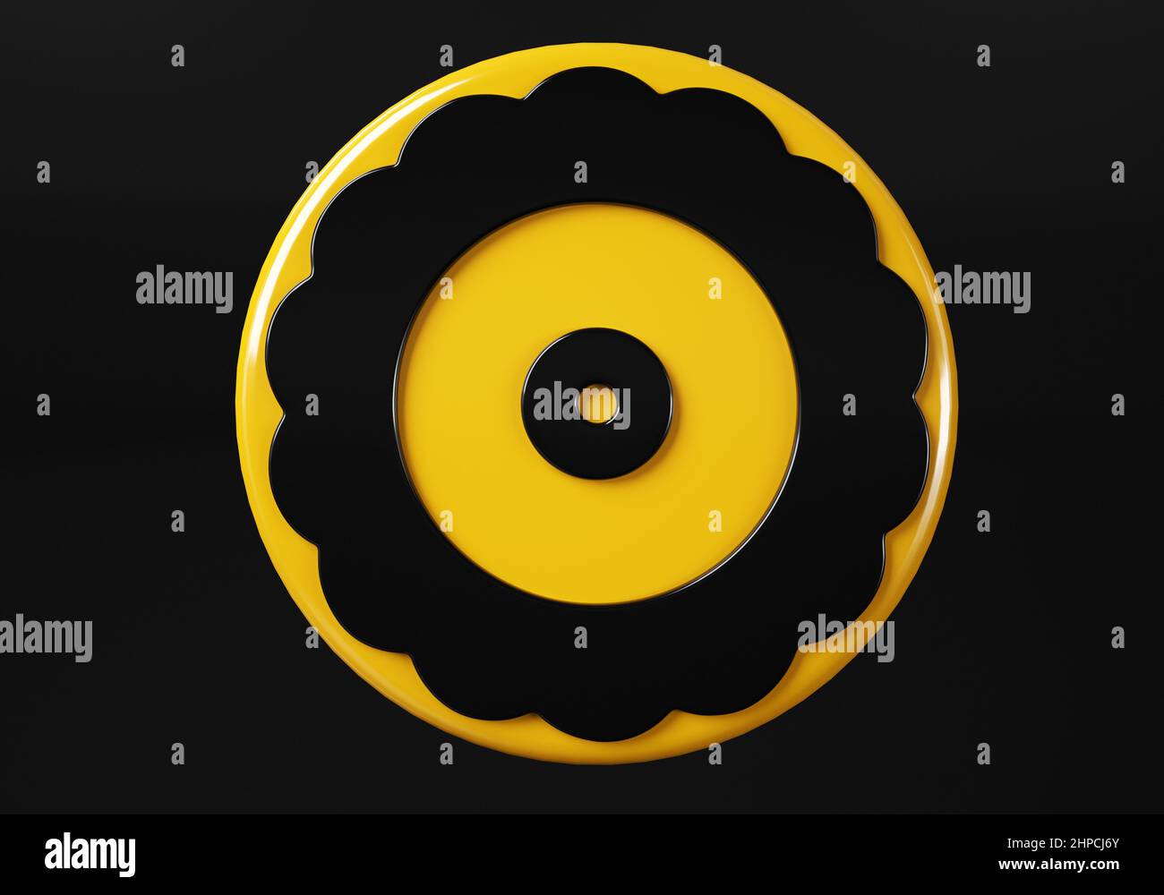 Disc media button. buttons. Shiny icon with yellow frame and with ...