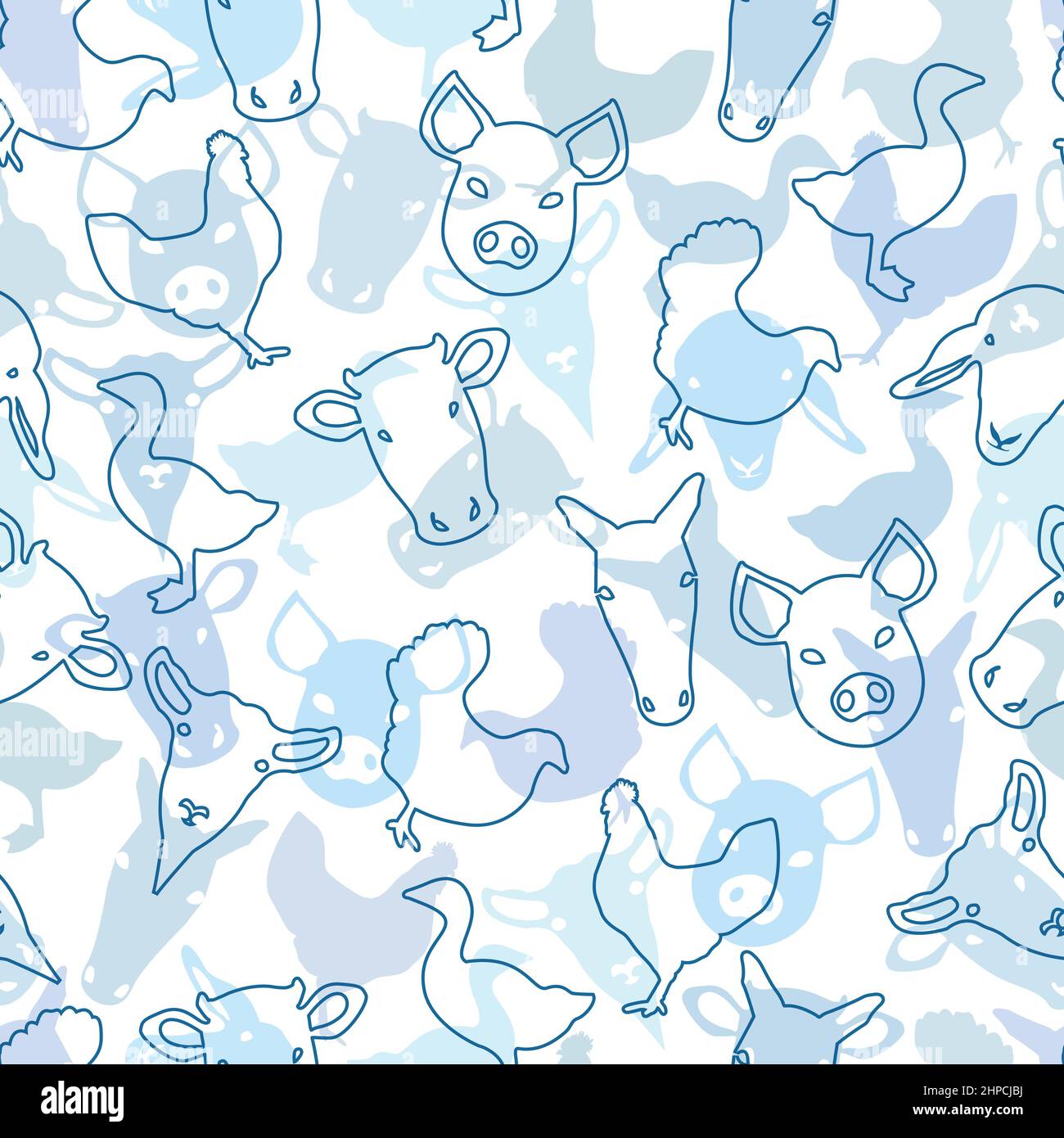Light Blue Farm Animal Pattern Design Stock Vector Image & Art - Alamy