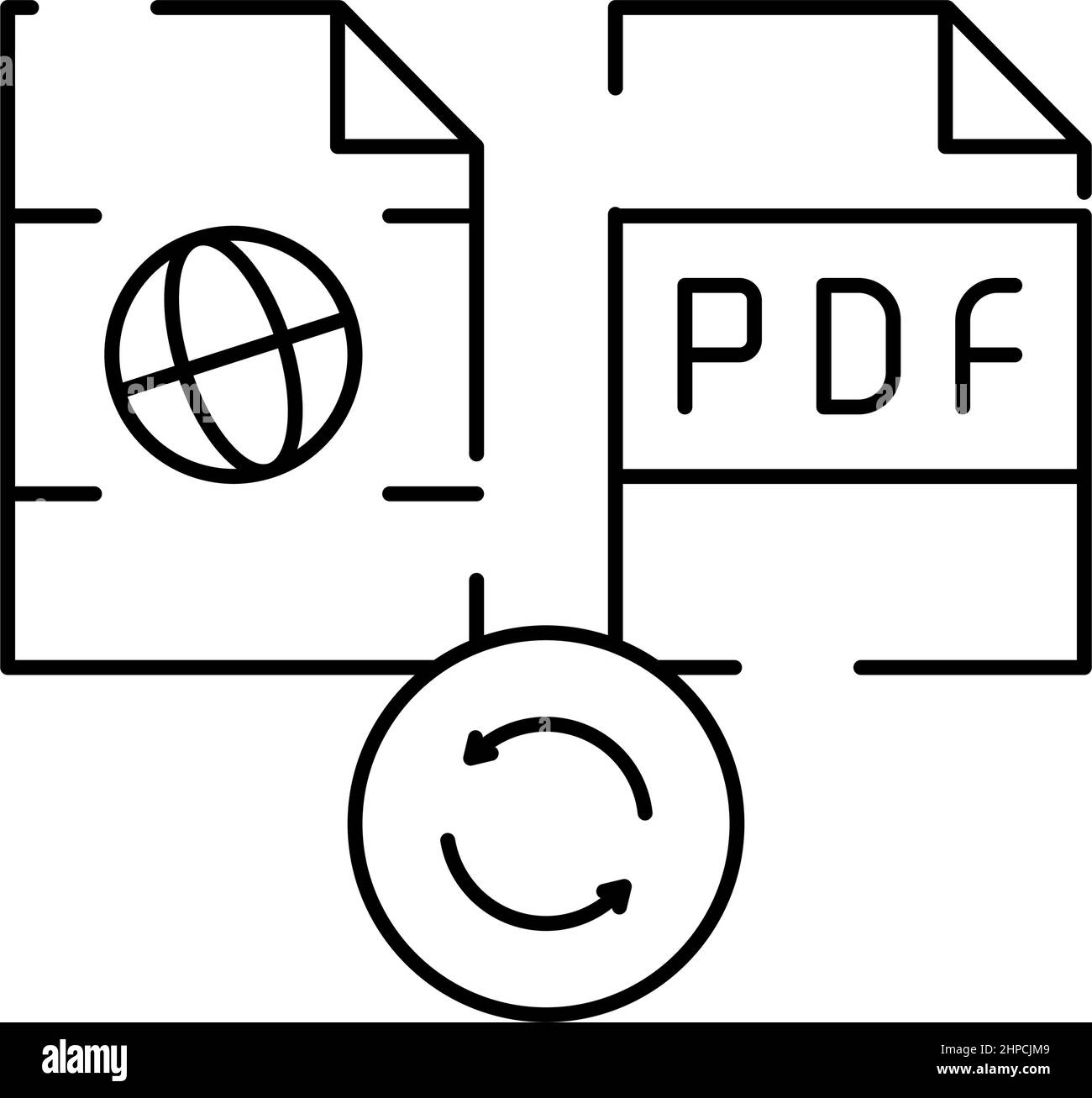 convert web site page to pdf file line icon vector illustration Stock ...