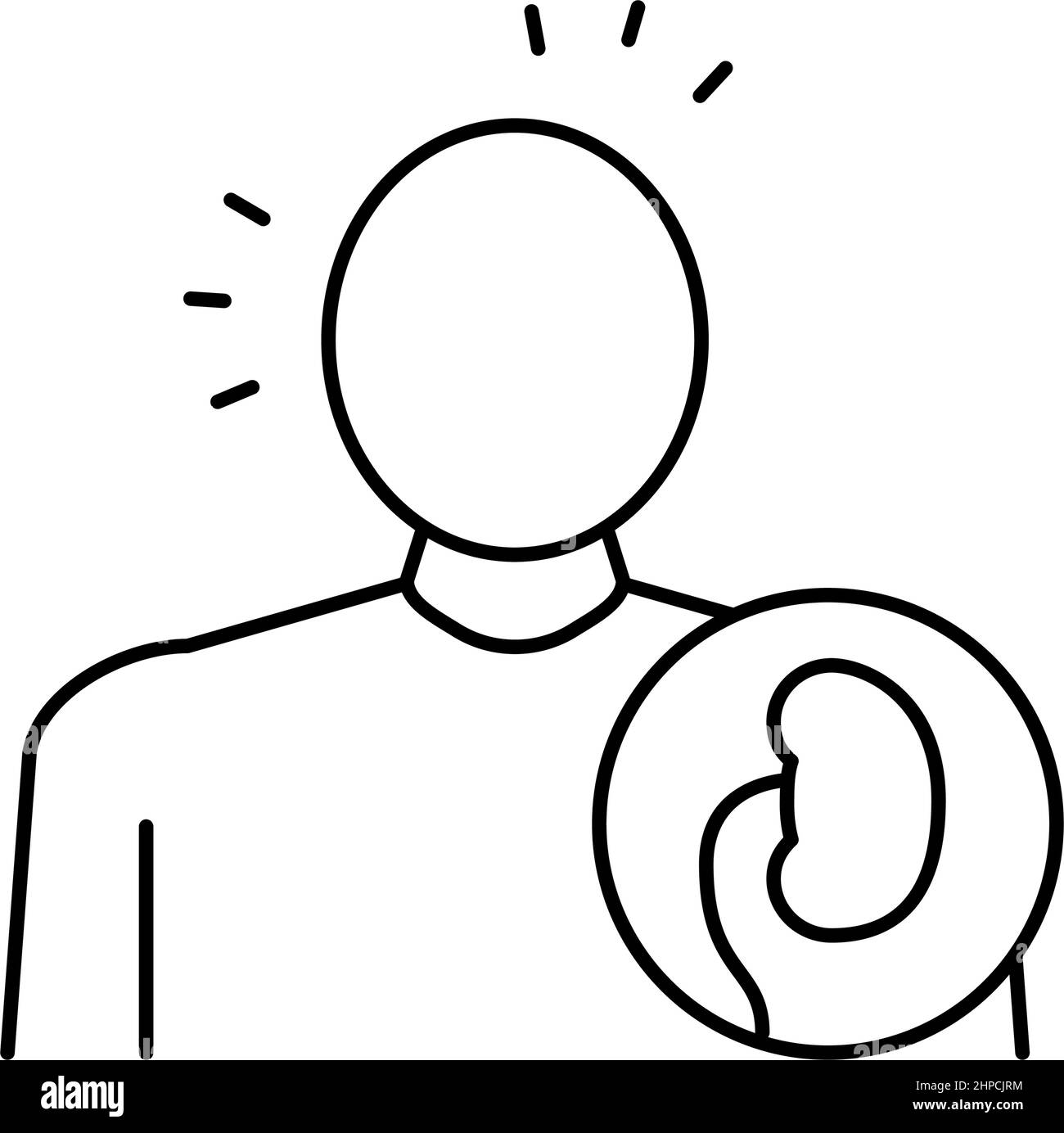 paleness human skin, kidney disease line icon vector illustration Stock ...