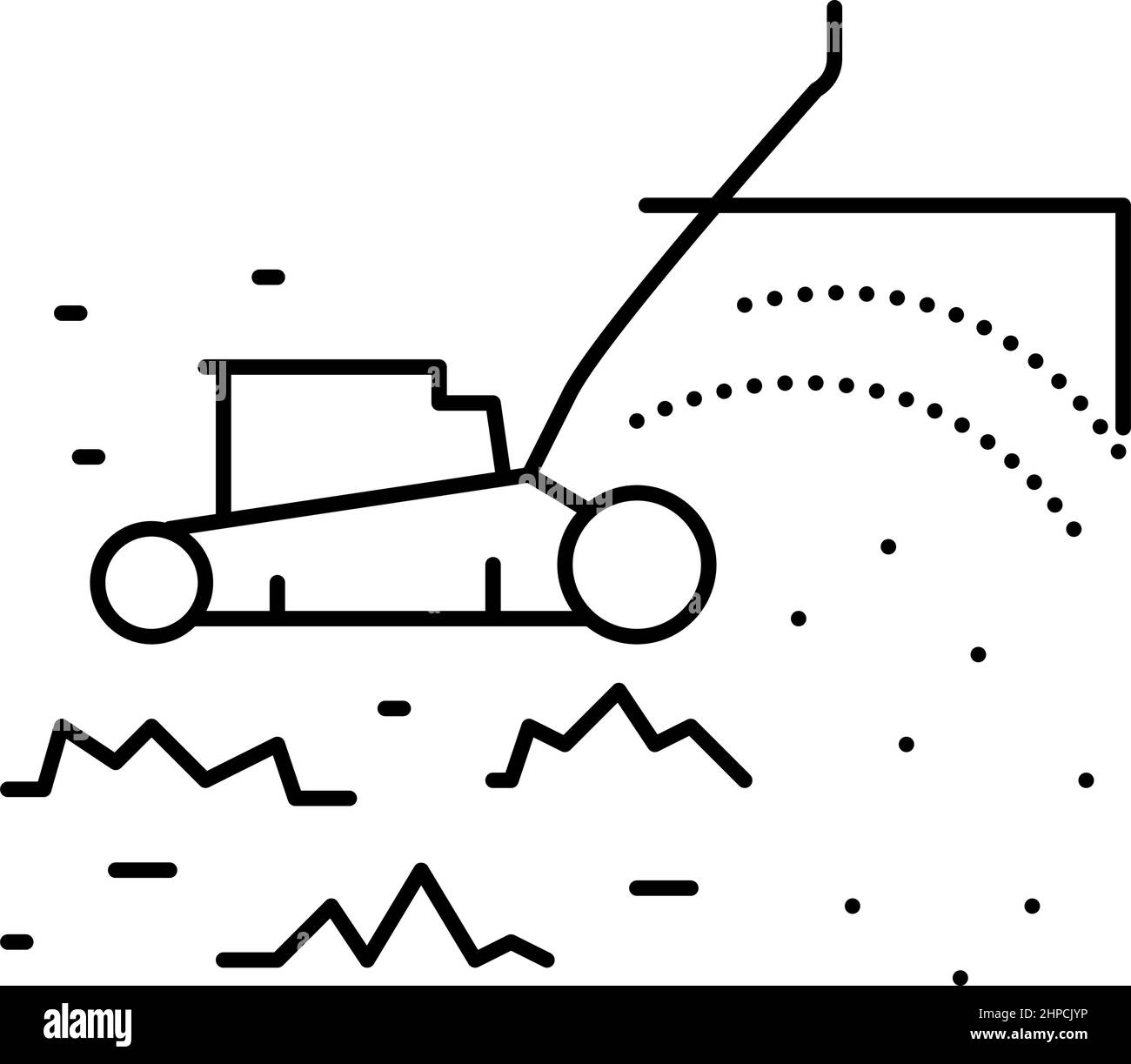 grass cutting with lawn mower line icon vector illustration Stock ...