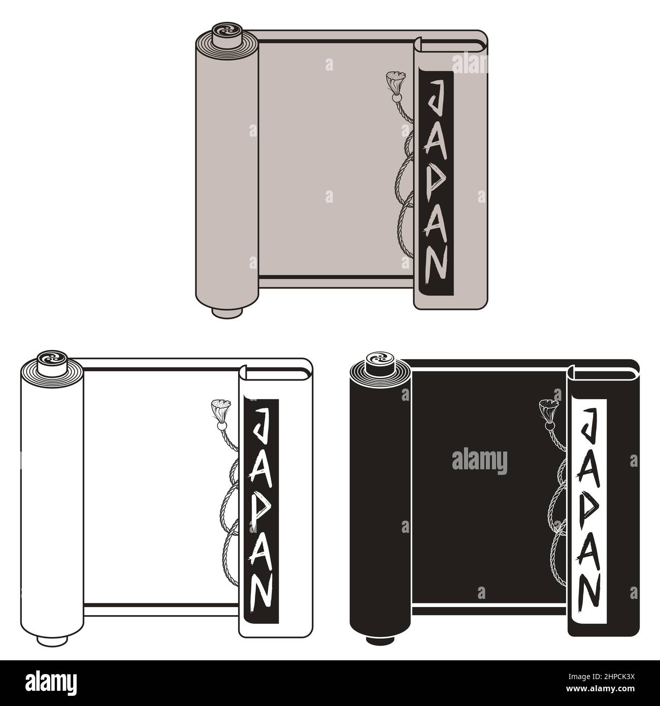 Japanese traditional style parchment scroll vector design Stock Vector ...