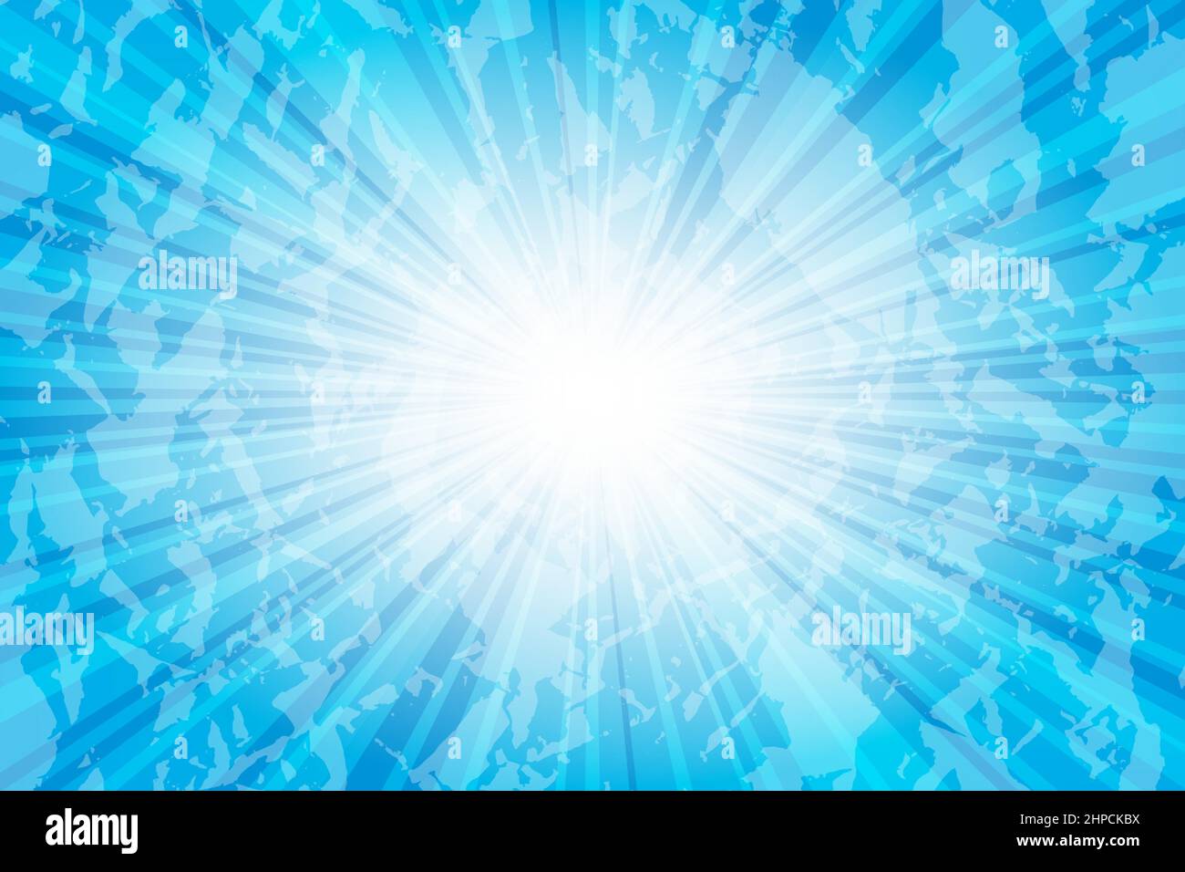 Abstract blue background with sun ray. Summer vector illustration for ...