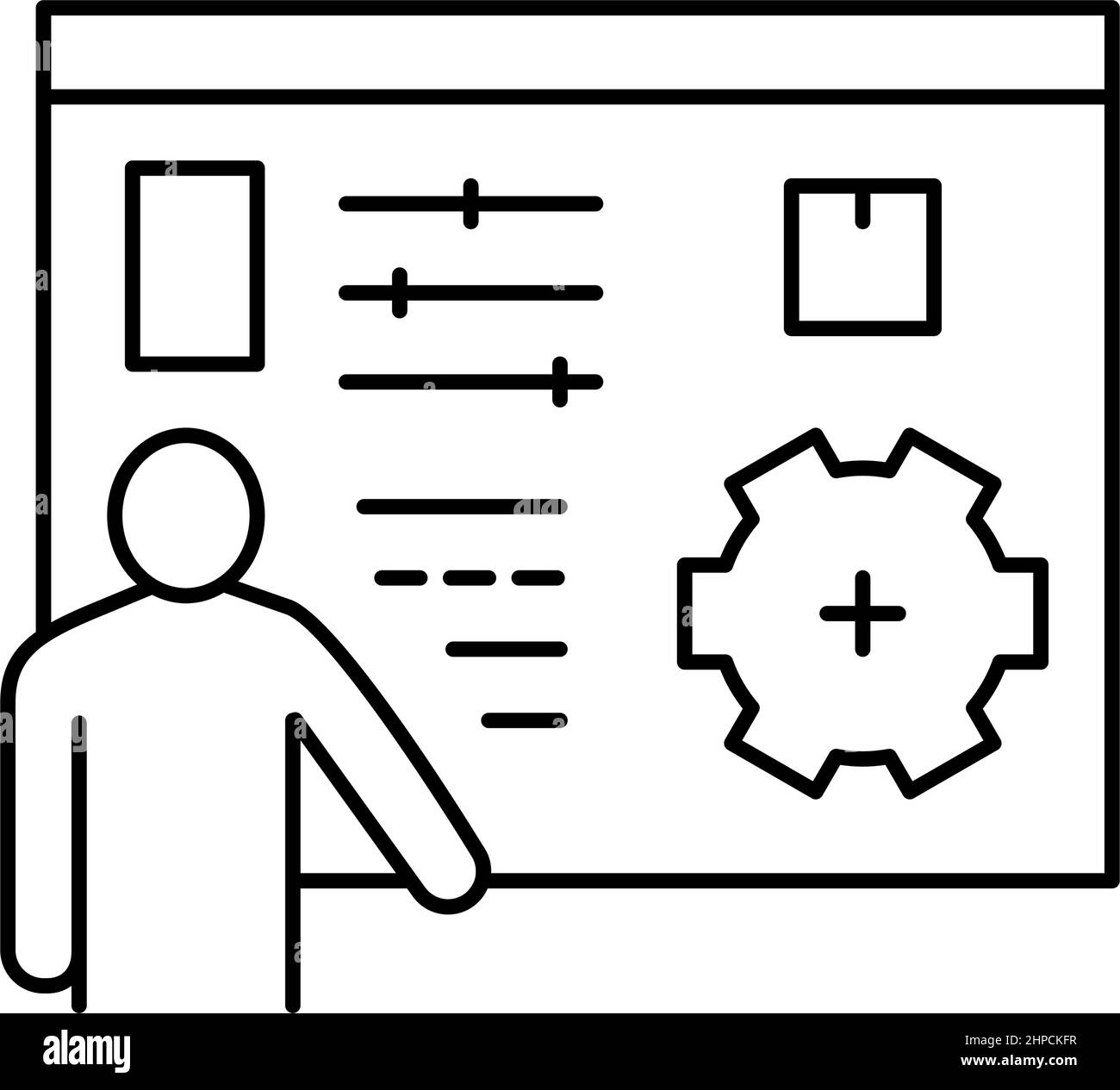 box characteristics presentation line icon vector illustration Stock ...
