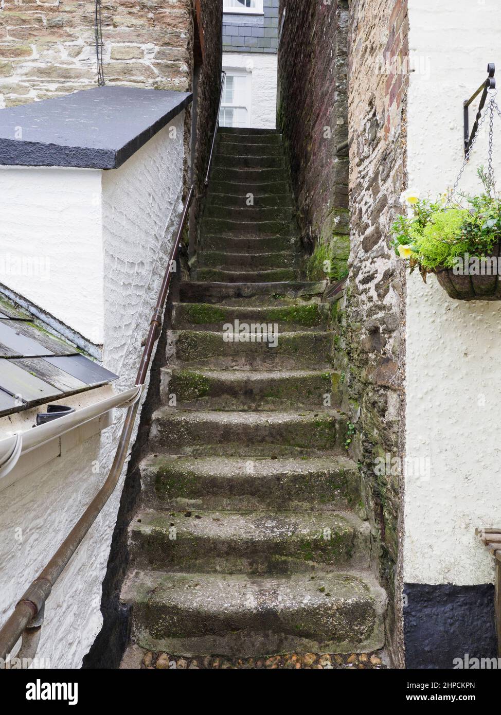 Steep steps between houses, Polruan, Cornwall, UK Stock Photo - Alamy