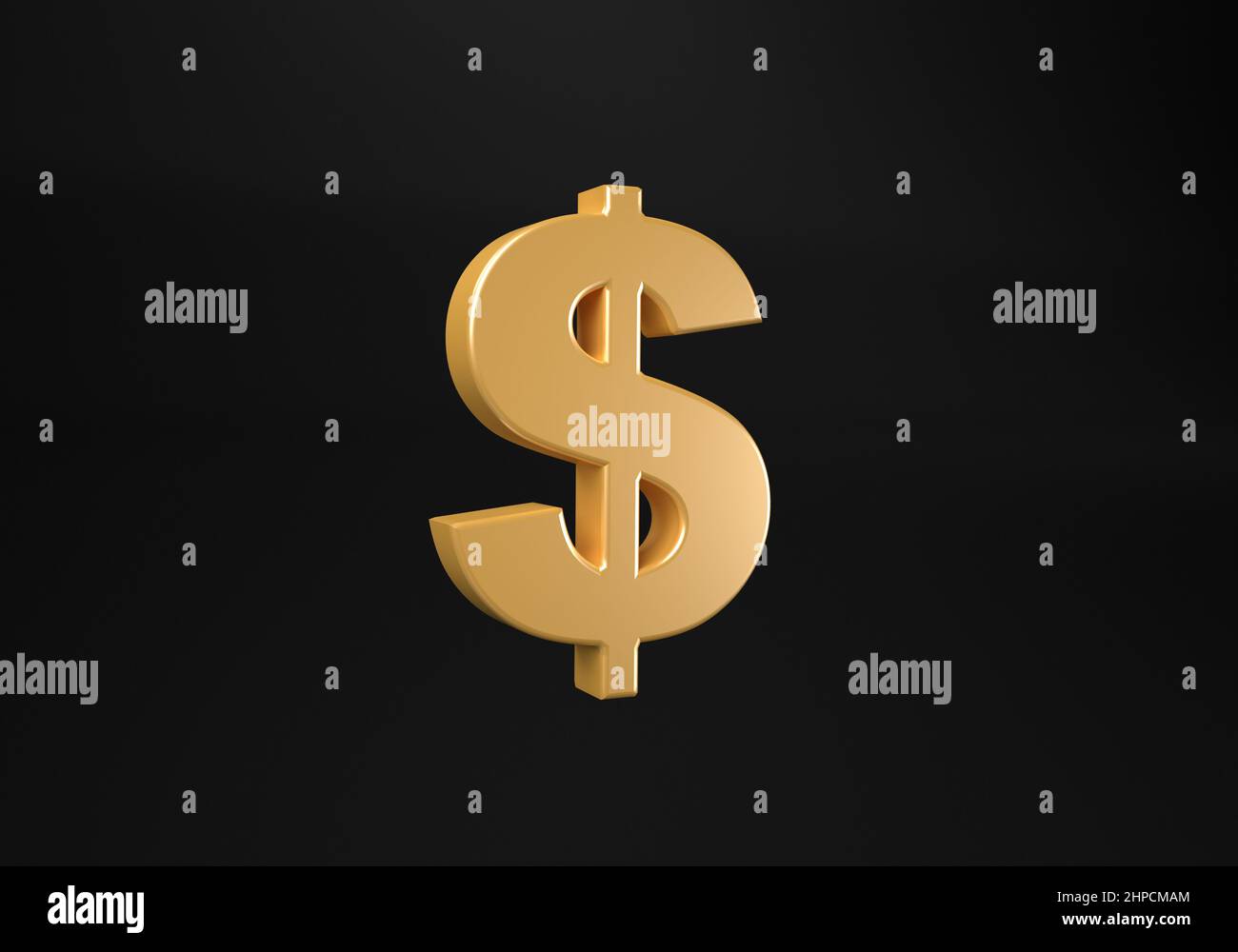 Golden dollar sign. US dollar currency symbol isolated on gray ...