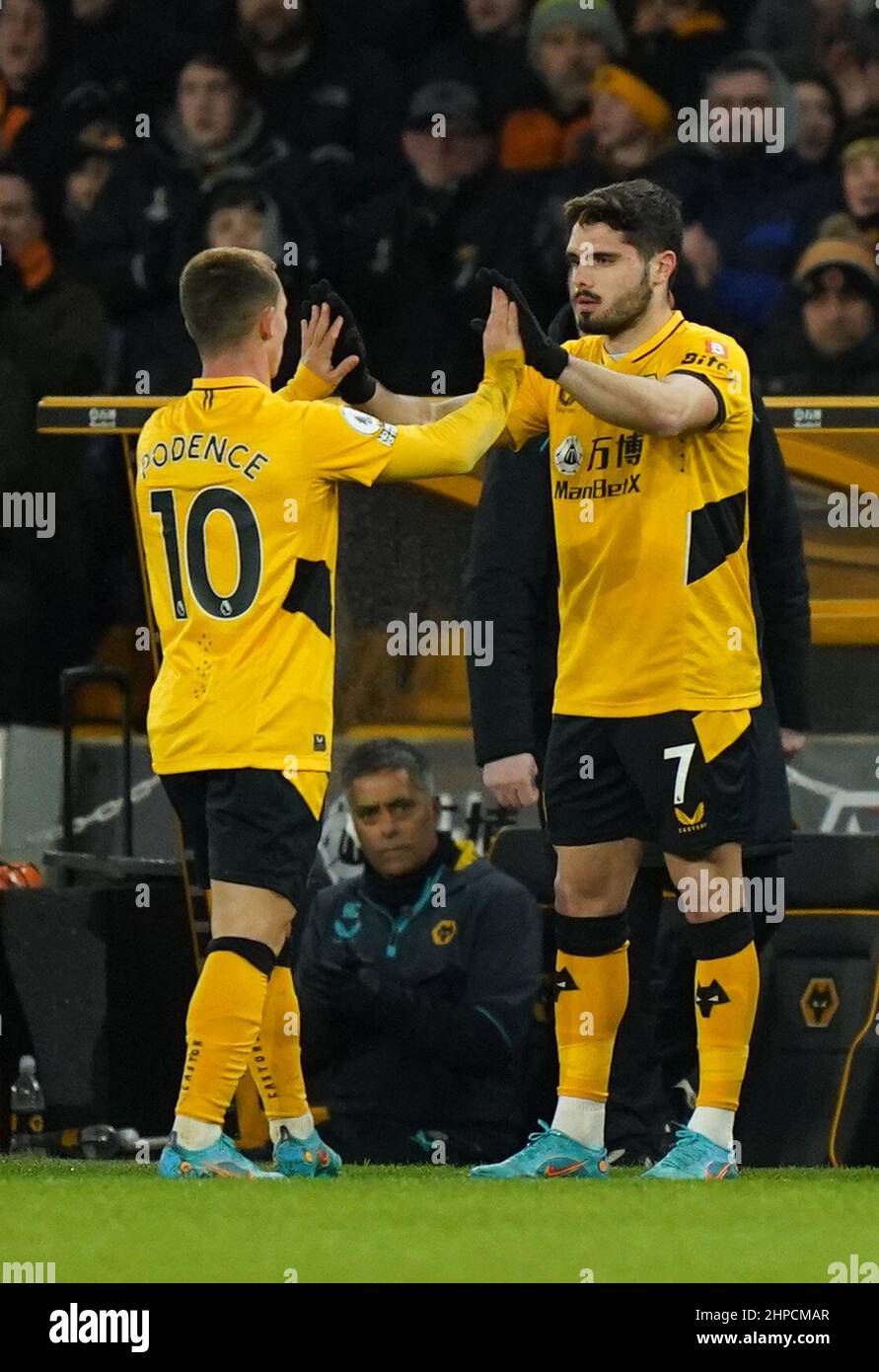 Wolverhampton Wanderers' Pedro Neto (left) comes off the bench to make ...