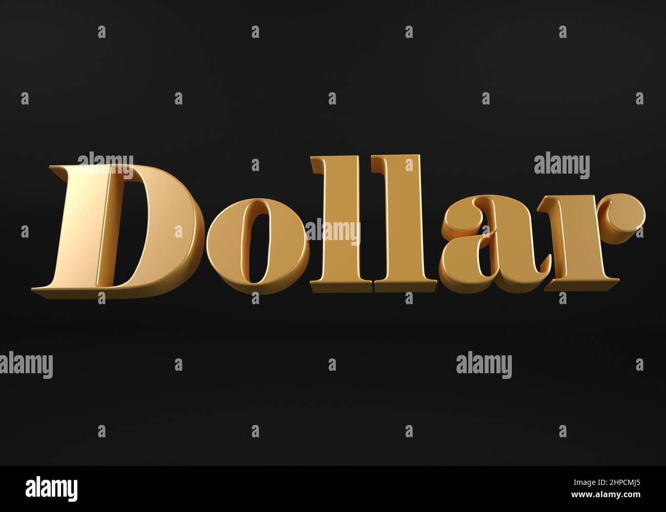 Isolated Golden Word Dollar on Balck Background, 3D illustration Stock ...