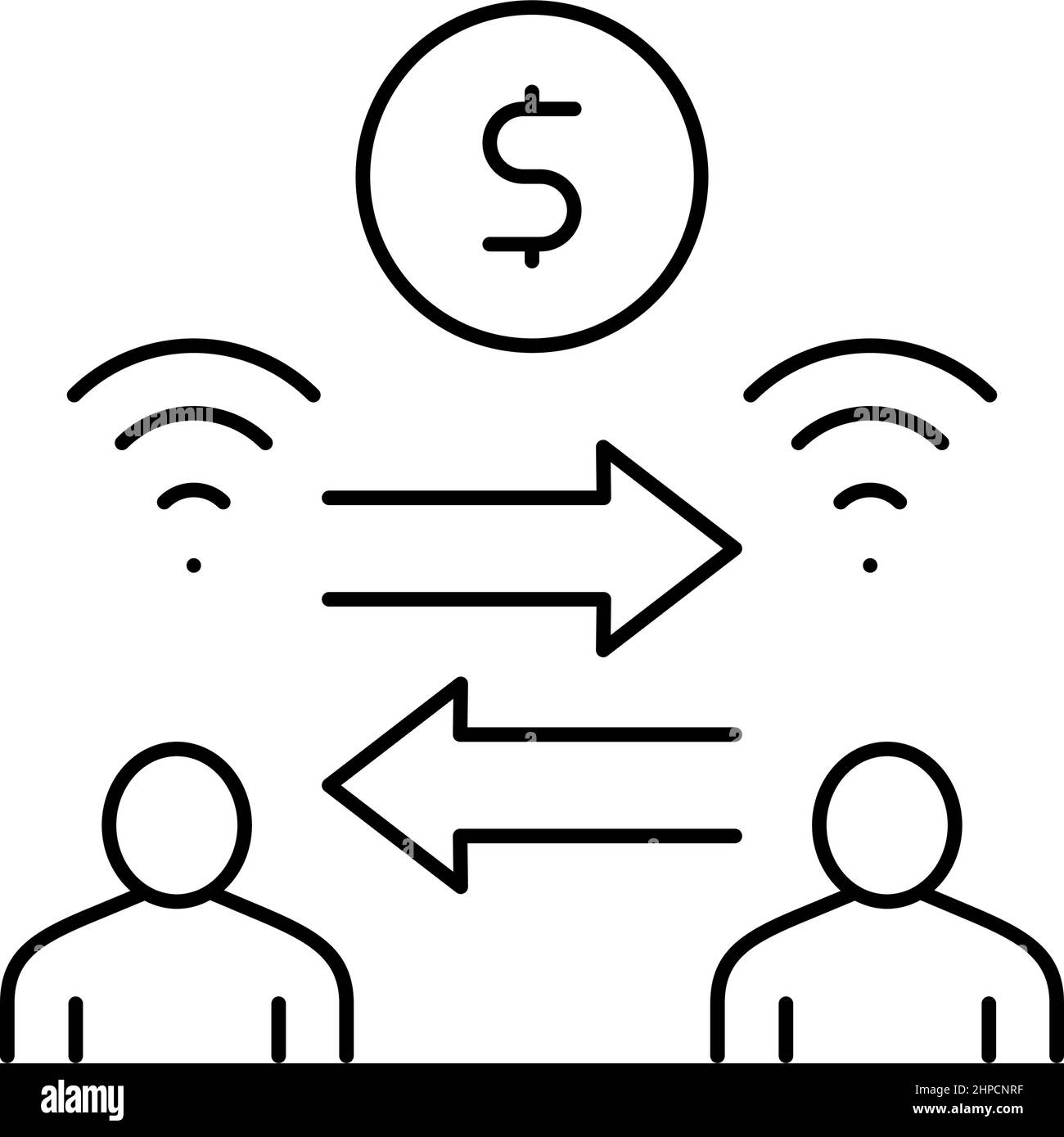 money exchange among bank users line icon vector illustration Stock ...