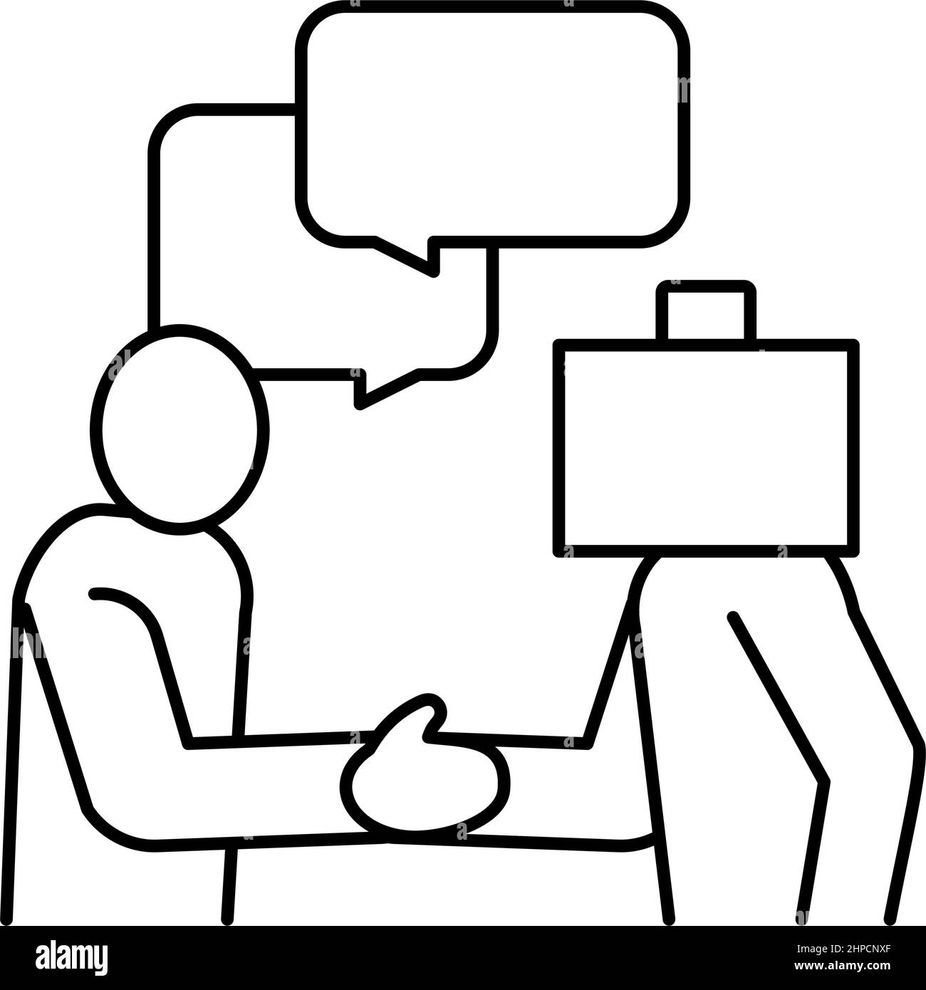 greeting and speaking with partner line icon vector illustration Stock ...