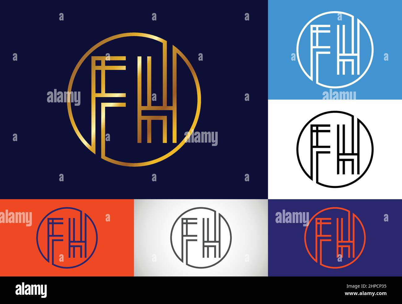 Initial Monogram Letter F H Logo Design Vector Template. FH Letter Logo ...