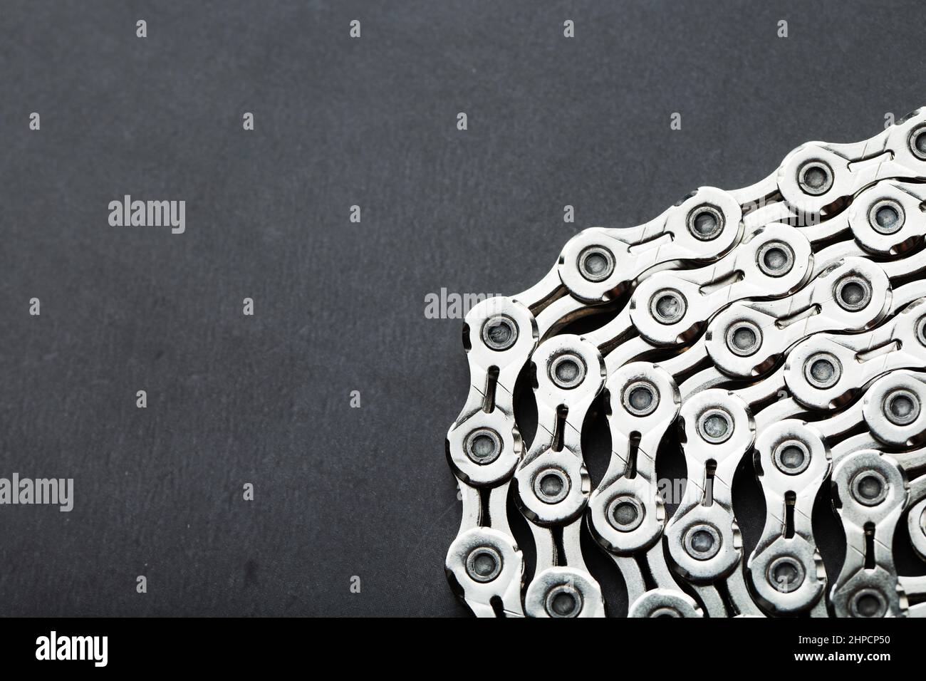 Shiny mountain bike chain on dark background with free space Stock ...