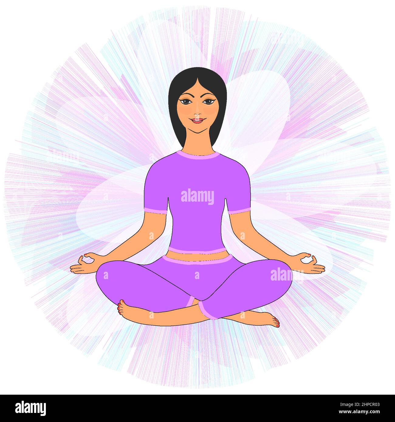 The woman meditates and leaves. Conceptual illustration for yoga ...