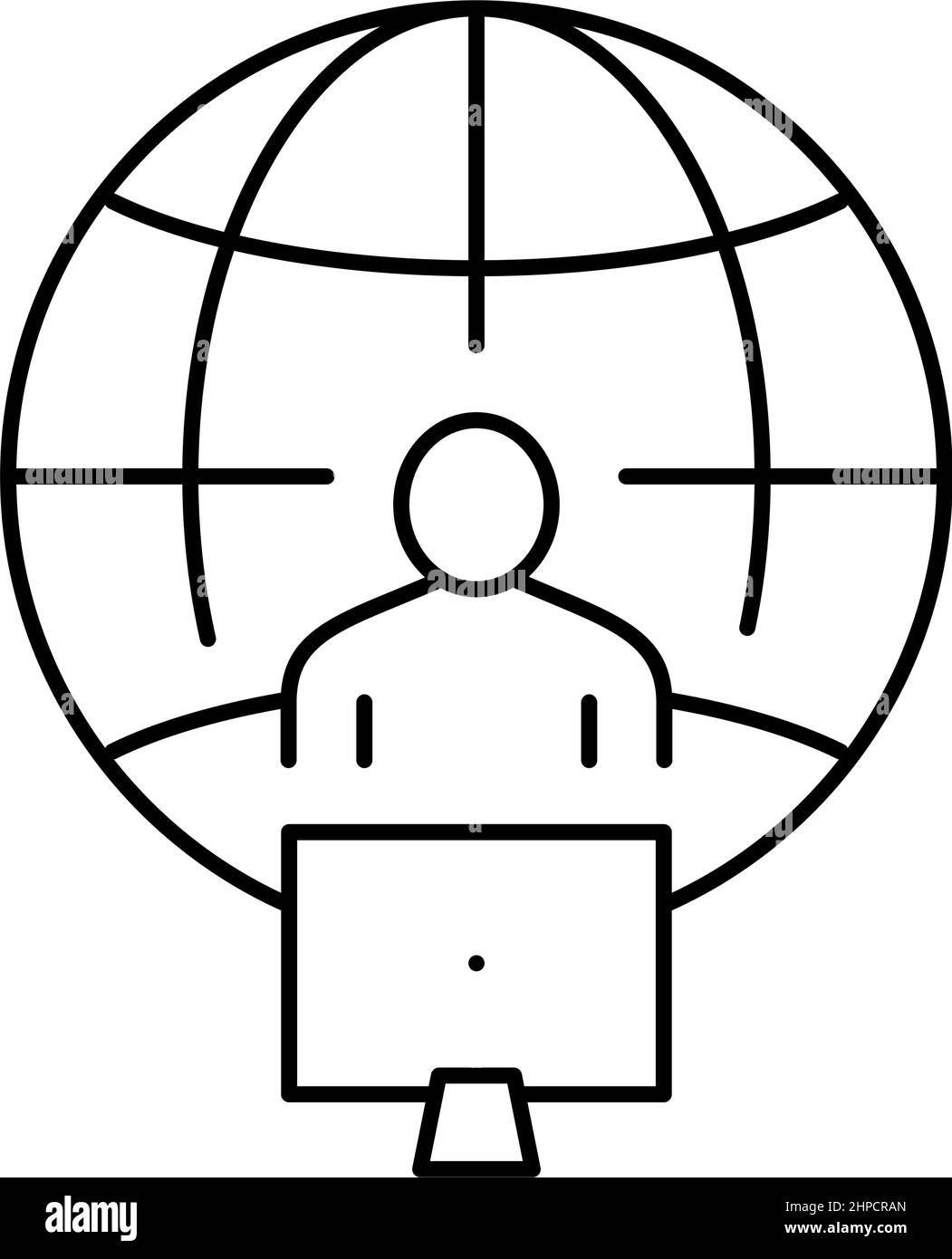 freelancer working world line icon vector illustration Stock Vector ...