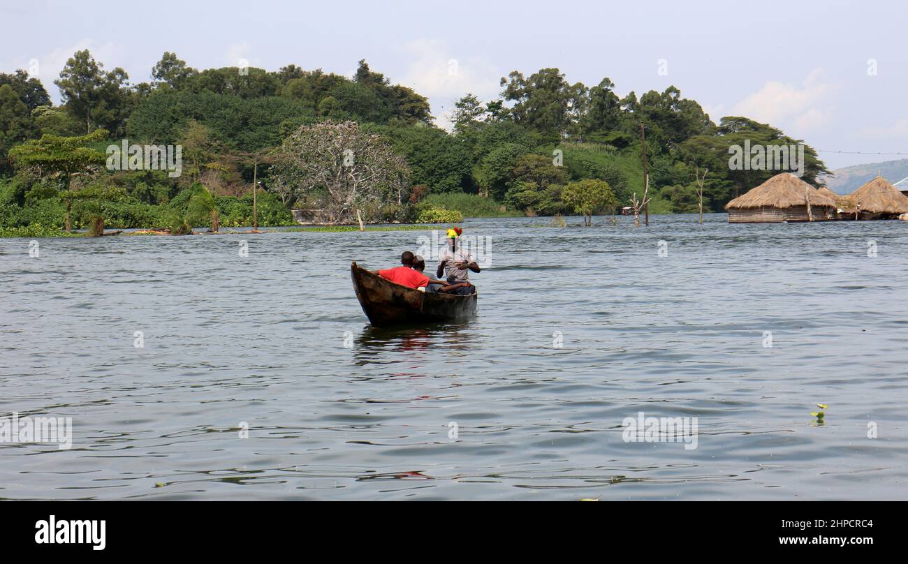 Boat tour in river. Nile River at its source in Uganda. Jinja - Uganda ...