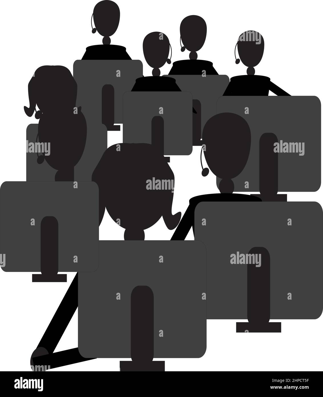 illustration of people working in a call centre Stock Vector Image ...