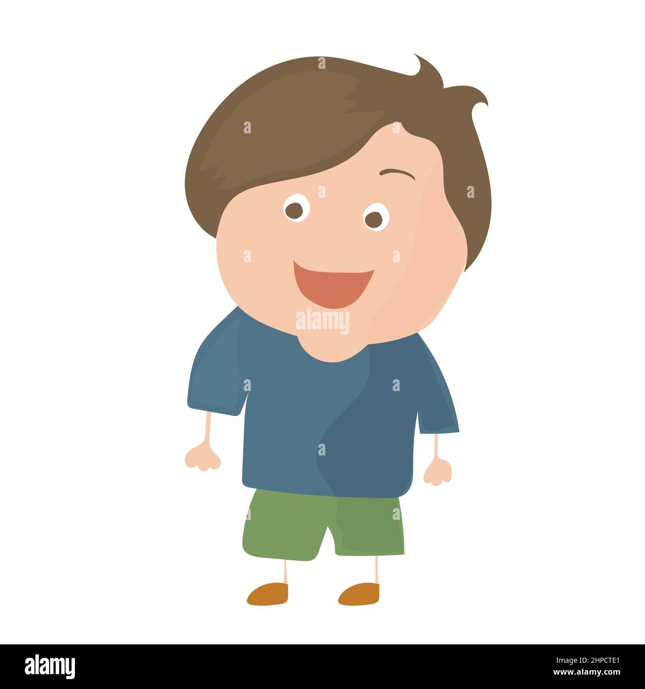 Vector cartoon funny little boy isolated on white background. Simple ...