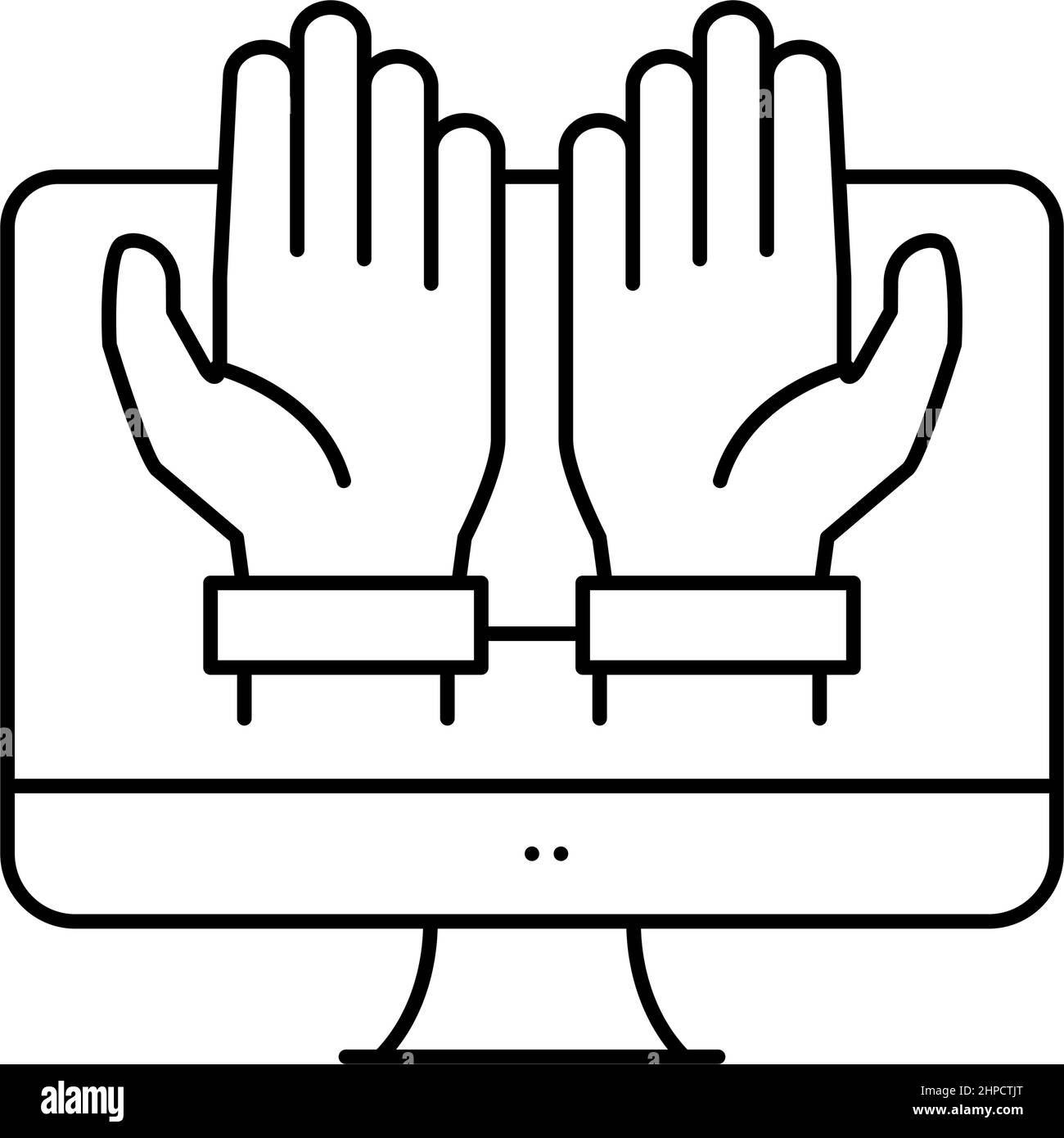 computer addiction line icon vector illustration Stock Vector Image ...