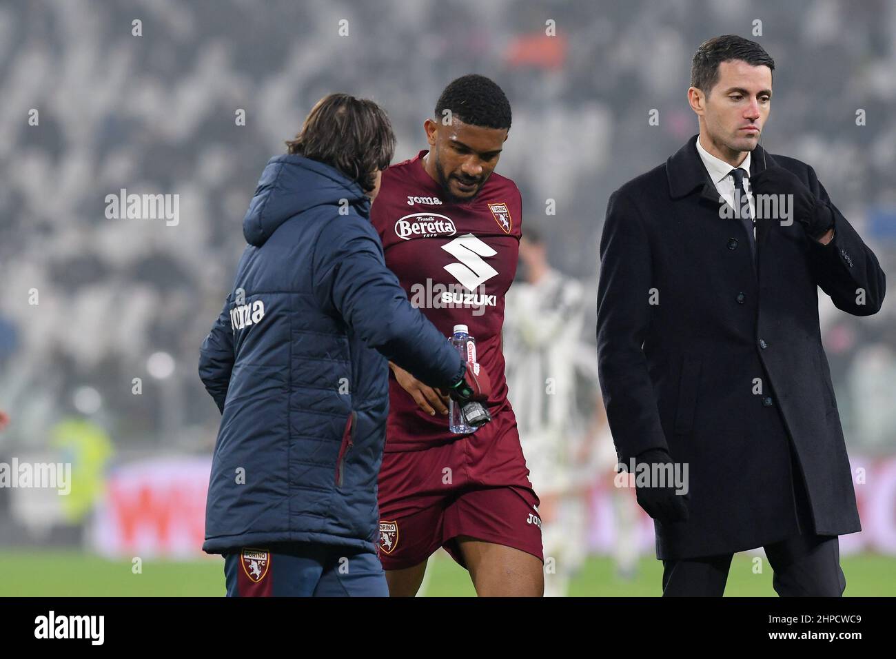 Gleison Bremer, and Dr. Daniele Mozzone of Torino FC is injured during ...