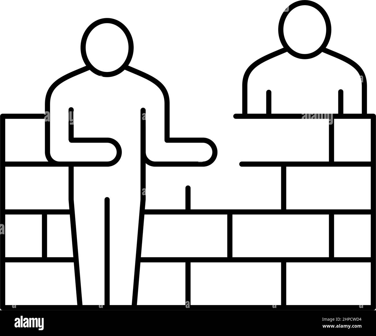 builders building wall line icon vector illustration Stock Vector Image ...